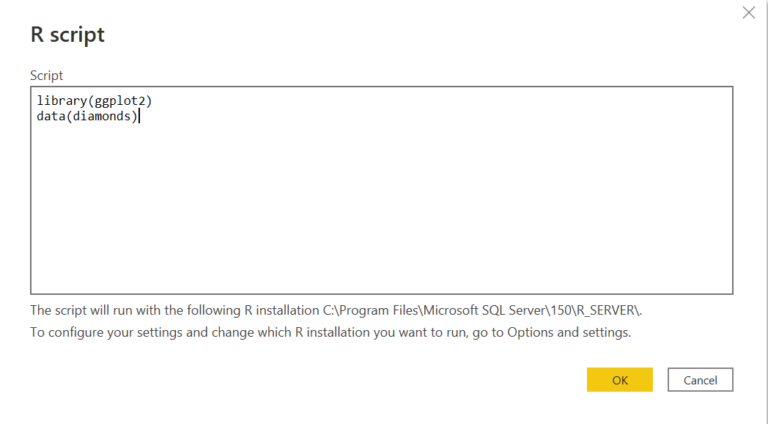 Import data using R in Power BI