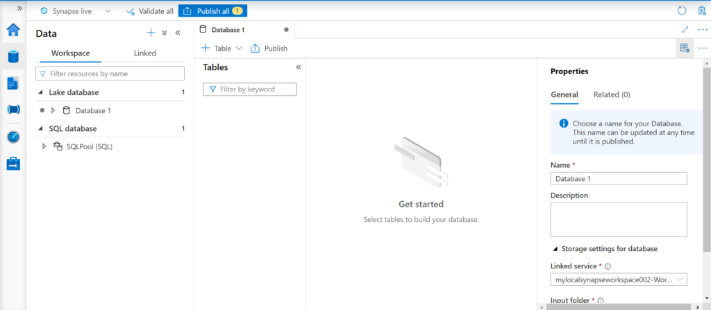 Getting started with Azure Synapse Lake Database and Lake tables