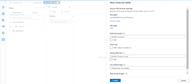 Getting started with Azure Synapse Lake Database and Lake tables