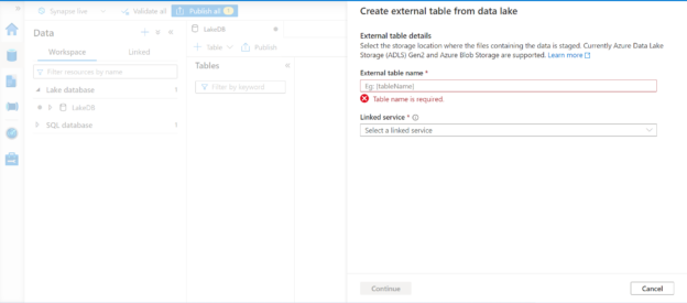 Getting started with Azure Synapse Lake Database and Lake tables
