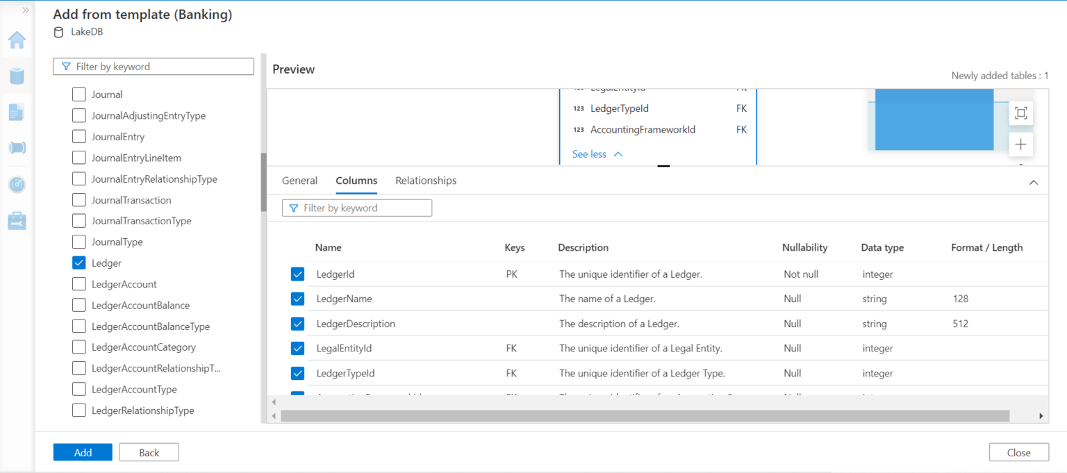 Template Gallery in Azure Synapse Lake Database