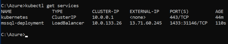 Deploy a SQL Server container using Azure Kubernetes Services (AKS)