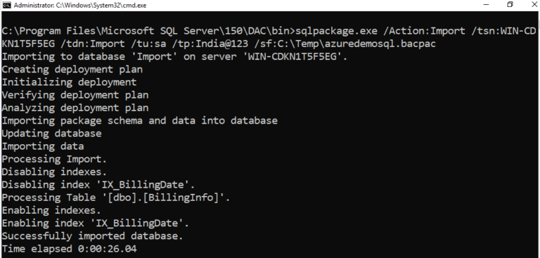 SQLPackage utility to export Azure SQL Databases