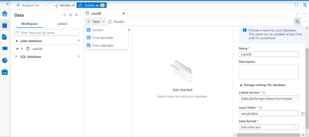 Getting started with Azure Synapse Lake Database and Lake tables