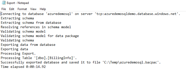 Sqlpackage Utility To Export Azure Sql Databases 