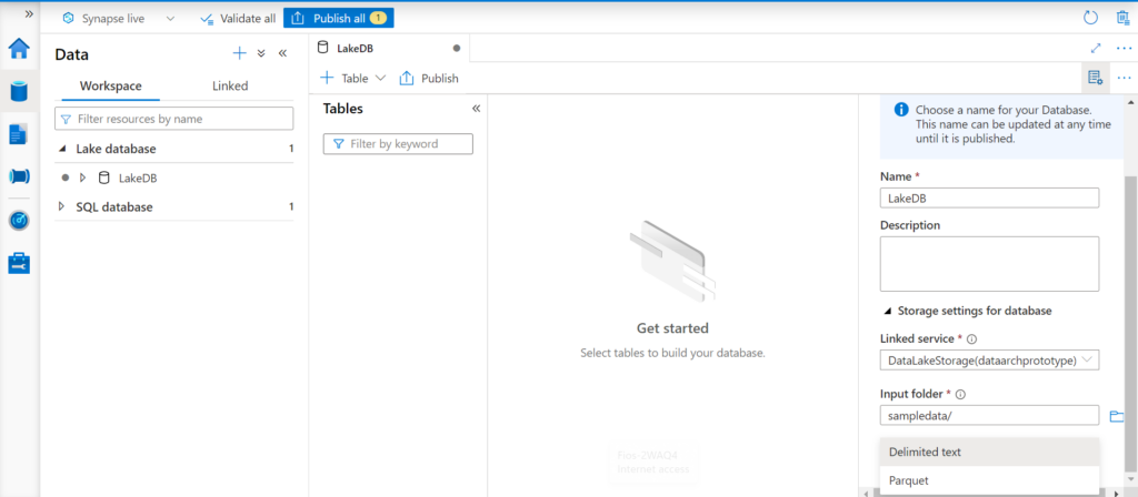 Getting started with Azure Synapse Lake Database and Lake tables