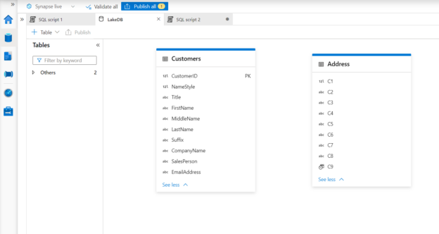 Configuring Tables And Relationships In Azure Synapse Lake Database