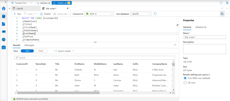 Getting started with Azure Synapse Lake Database and Lake tables