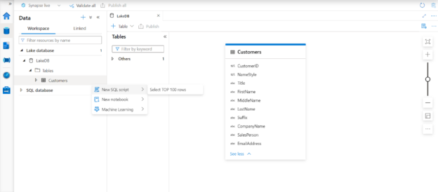 Getting started with Azure Synapse Lake Database and Lake tables