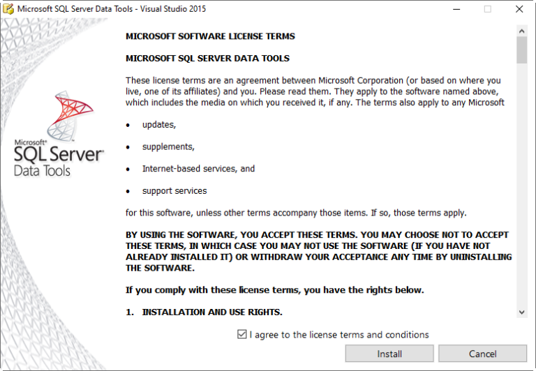 SQL Server Data Tools for Visual Studio 2015