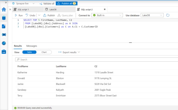 Configuring tables and relationships in Azure Synapse Lake Database