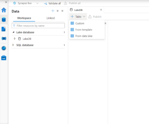 Template Gallery in Azure Synapse Lake Database