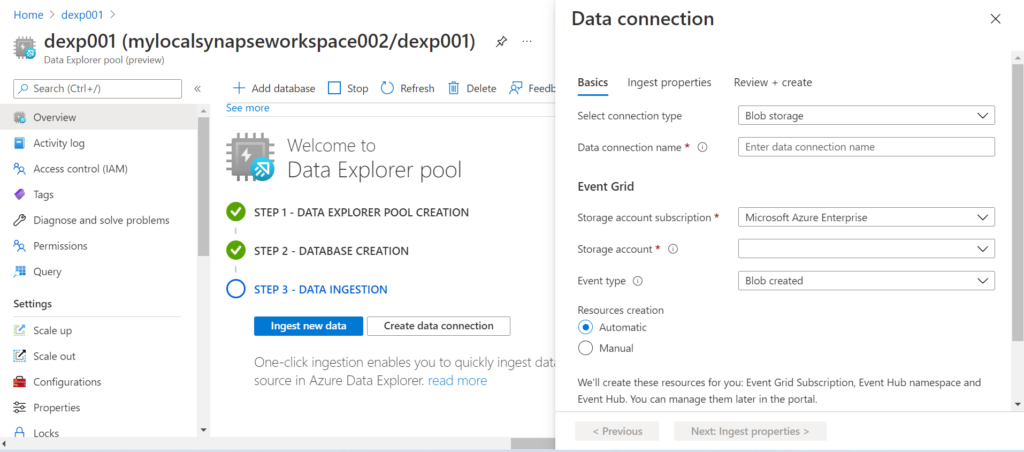 Ingesting data into Azure Synapse Data Explorer Pool