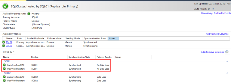 Add SQL databases in an existing availability group