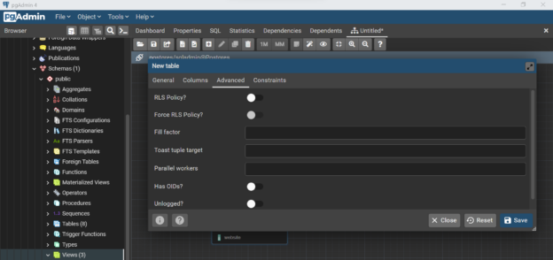 Data Modeling with ERD features in pgAdmin
