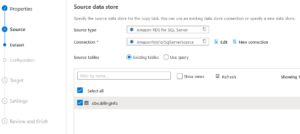 Copy data from AWS RDS SQL Server to Azure SQL Database