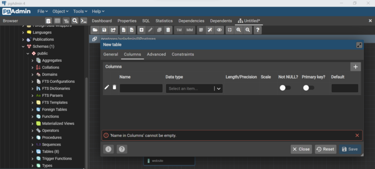 Data Modeling with ERD features in pgAdmin