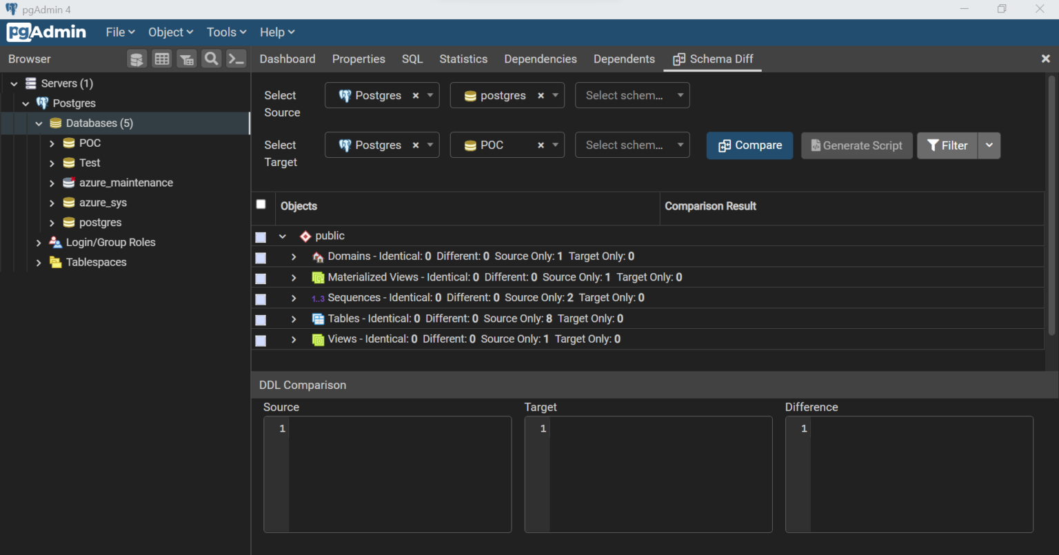 Managing schema in Azure Database for PostgreSQL using pgAdmin