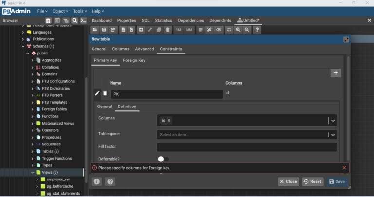 Data Modeling with ERD features in pgAdmin