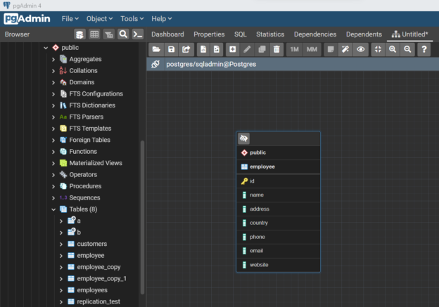 Data Modeling with ERD features in pgAdmin