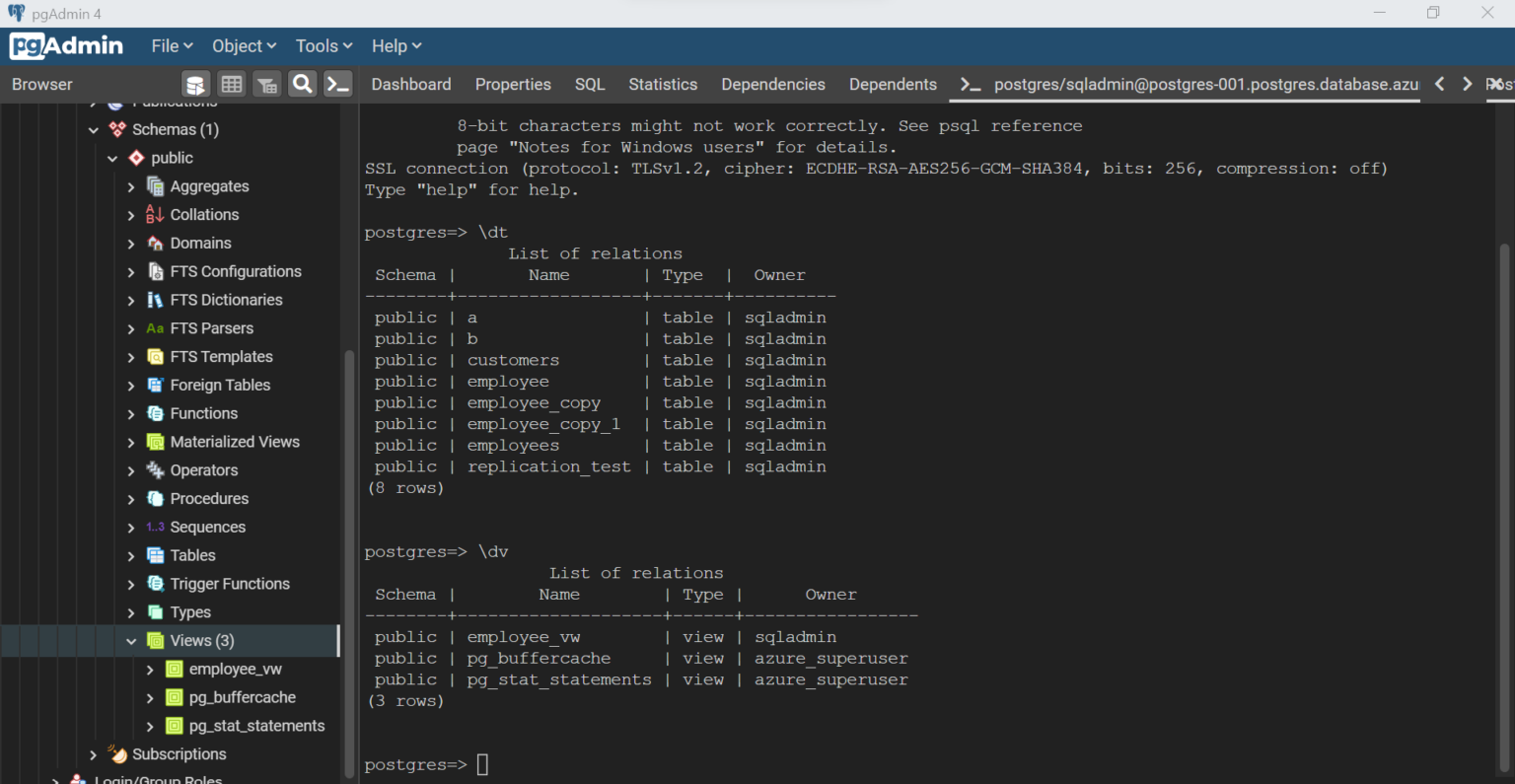 Querying Data From Azure Database For Postgresql Using Psql