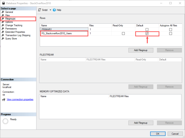 Manage SQL Databases in CentOS: Manage filegroups of user databases