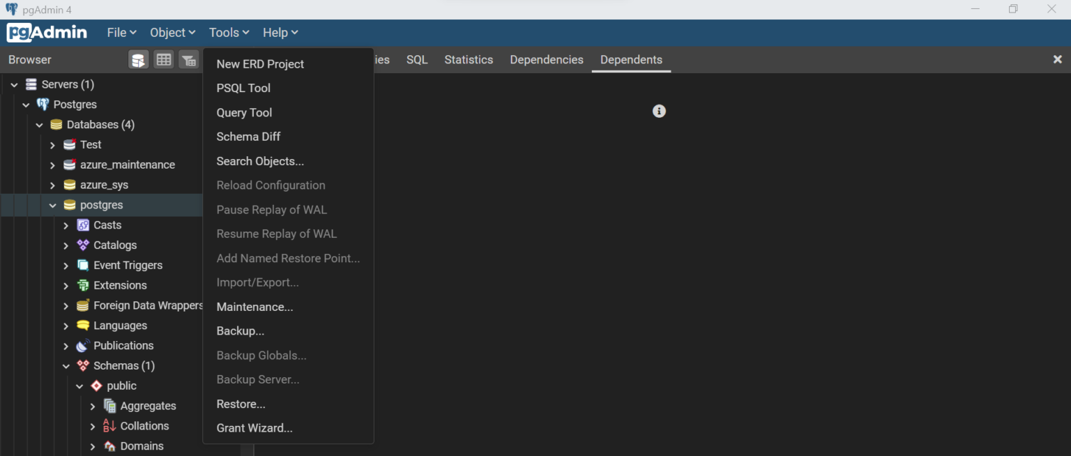 Data Modeling with ERD features in pgAdmin