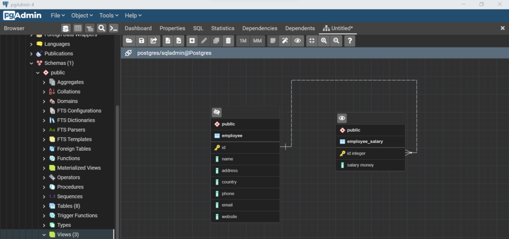 Data Modeling with ERD features in pgAdmin