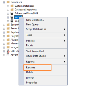 Rename on-premises SQL Server database and Azure SQL database