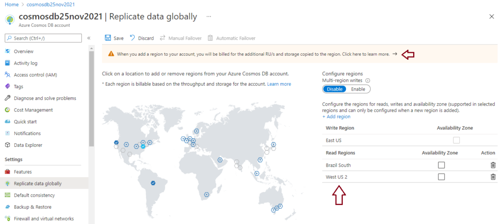 Enable Global Distribution to replicate data across regions in Azure ...