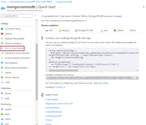 How to configure Continuous backup for Azure Cosmos DB account
