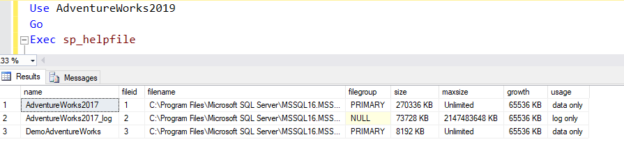 Use of the RESTORE FILELISTONLY command in SQL Server