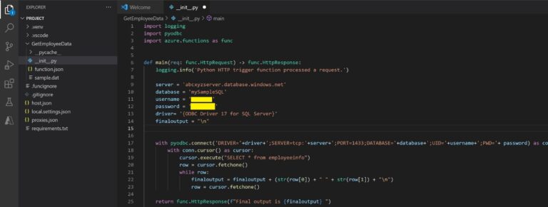 Python Serverless Functions To Query Azure Sql Db