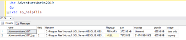 Use of the RESTORE FILELISTONLY command in SQL Server
