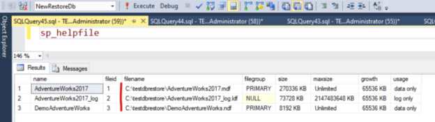 Use of the RESTORE FILELISTONLY command in SQL Server