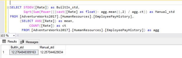 Learn Sql Standard Deviation Function