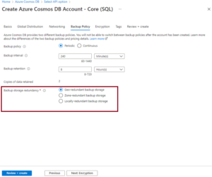 Configure backup storage redundancy for Azure Cosmos DB account