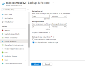 Configure backup storage redundancy for Azure Cosmos DB account