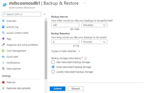 Configure backup storage redundancy for Azure Cosmos DB account
